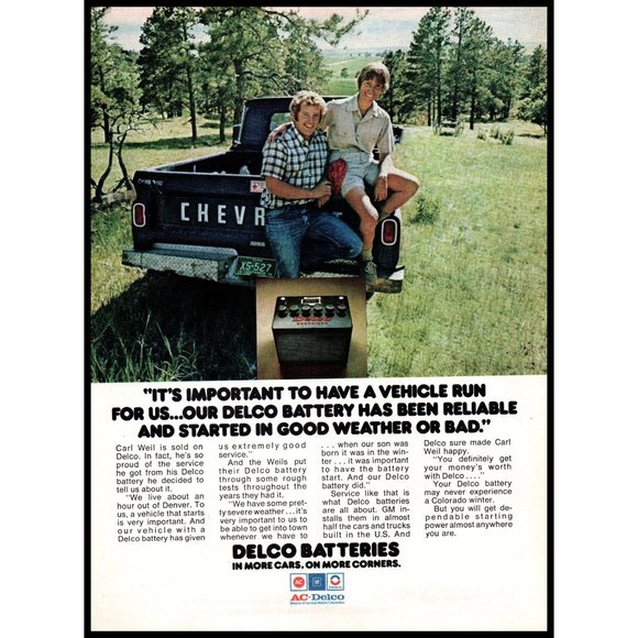 delco | Art | 974 Delco Car Batteries Vintage Print Ad Chevy Pick Up ...